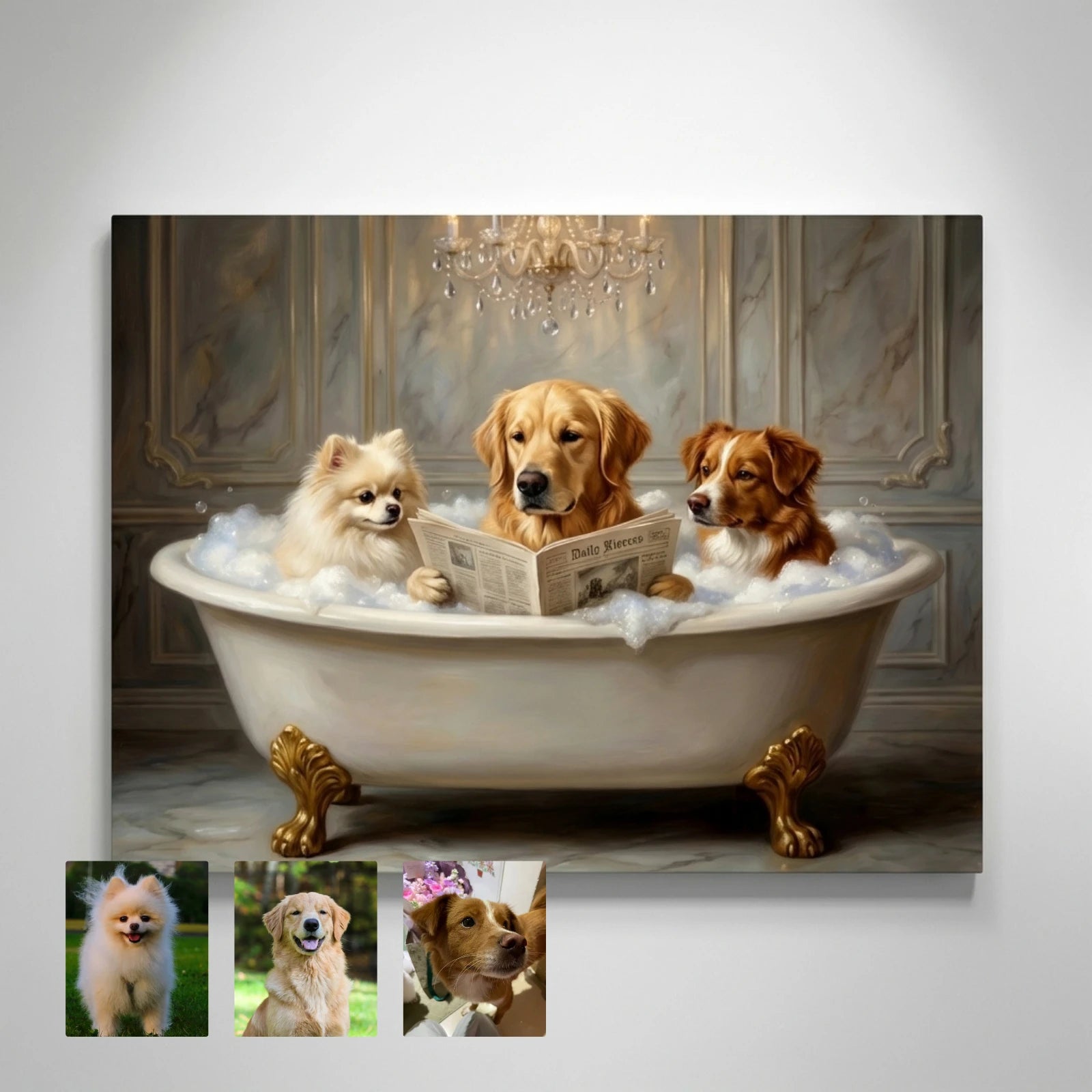 Artzuzu Custom Portrait For Multi Pets - Reading in the Throne Room